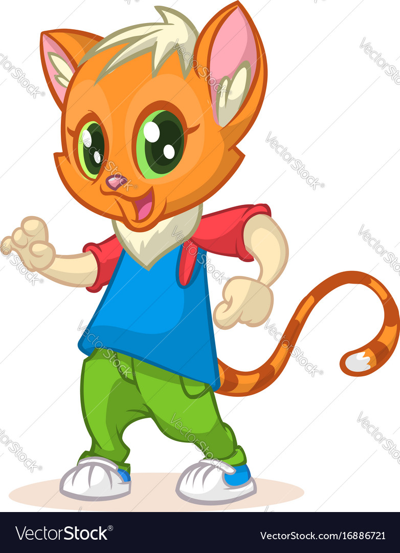 Cartoon kitty dancing Royalty Free Vector Image