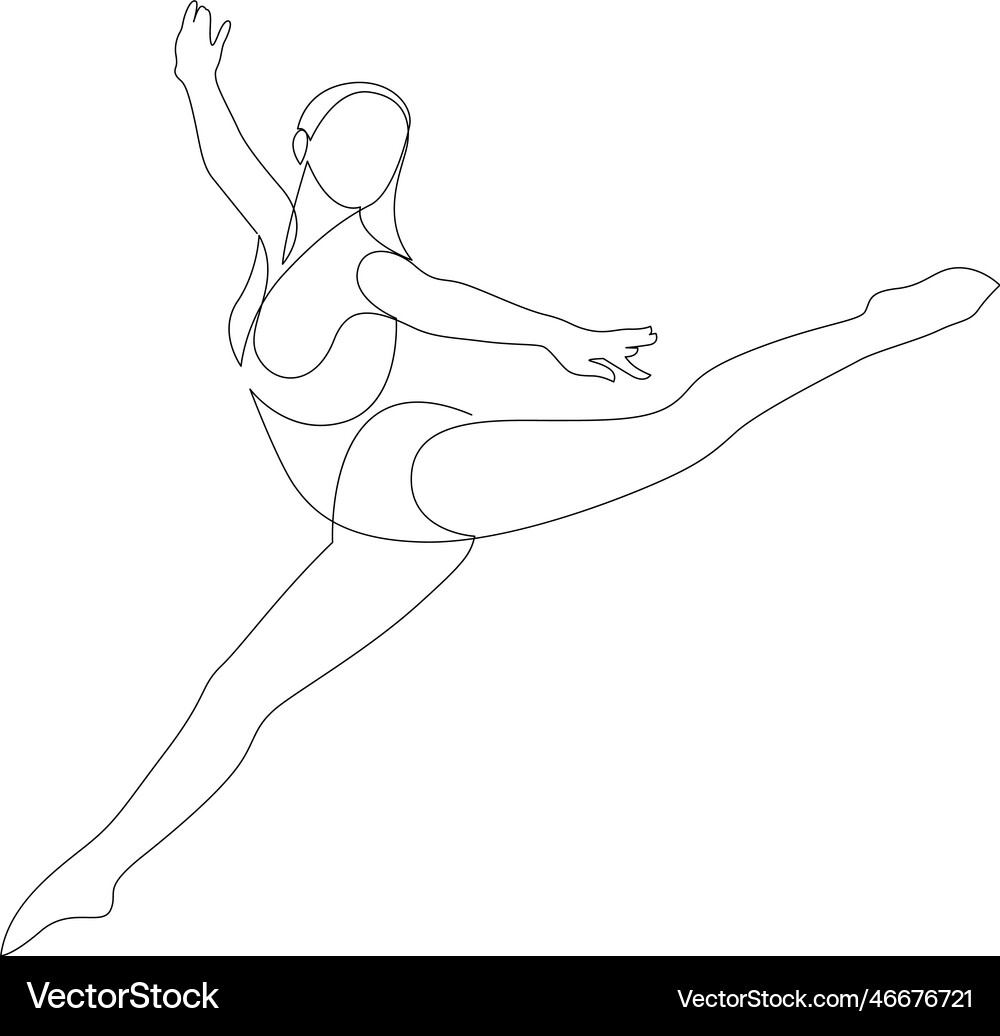 Continuous one line drawing of woman dancer Vector Image