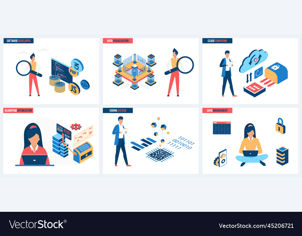 Data visualization and cloud computing management Vector Image