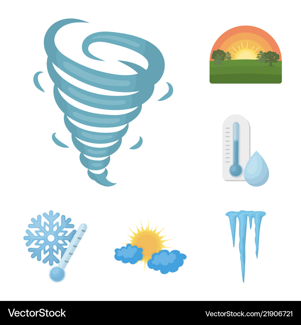 Different weather cartoon icons in set collection Vector Image