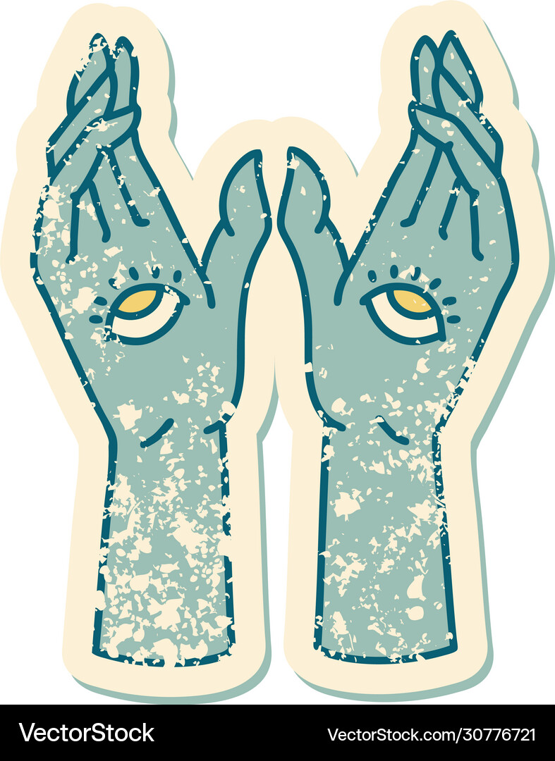 Distressed sticker tattoo style icon mystic Vector Image