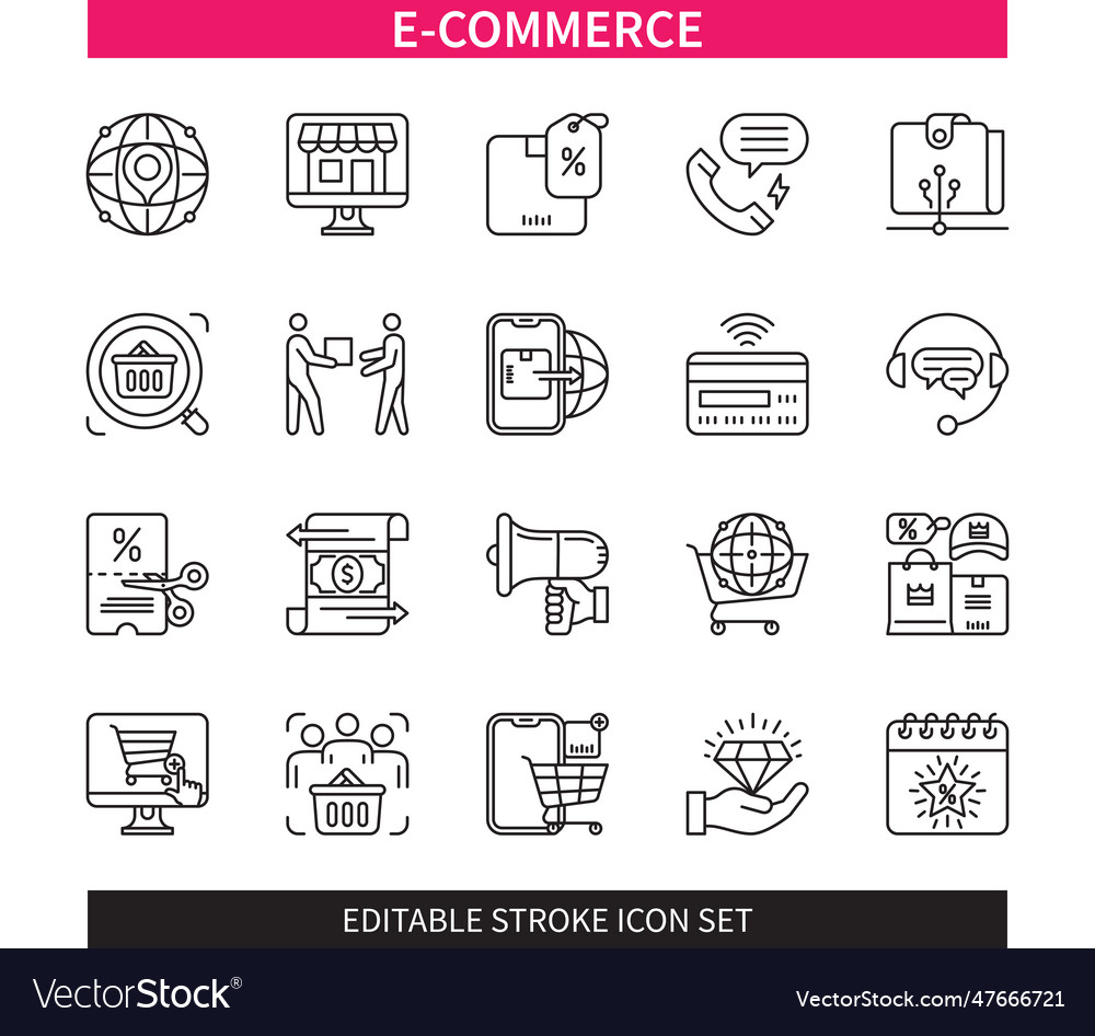 Ecommerce Editable Stroke Icon Set Royalty Free Vector Image