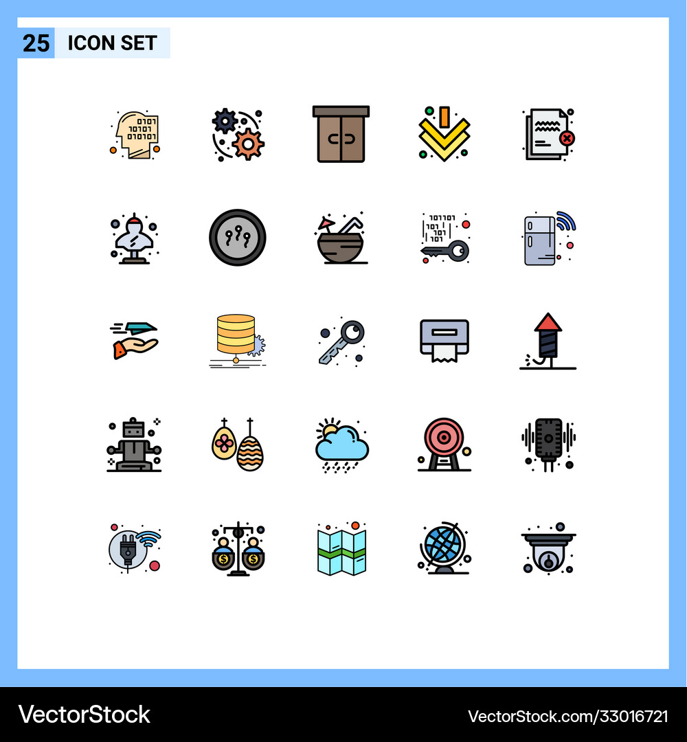 Editable line pack 25 simple filled flat Vector Image