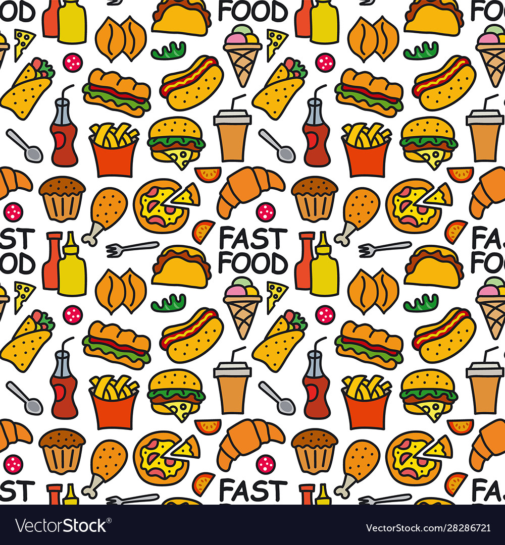 Fast food pattern Royalty Free Vector Image - VectorStock
