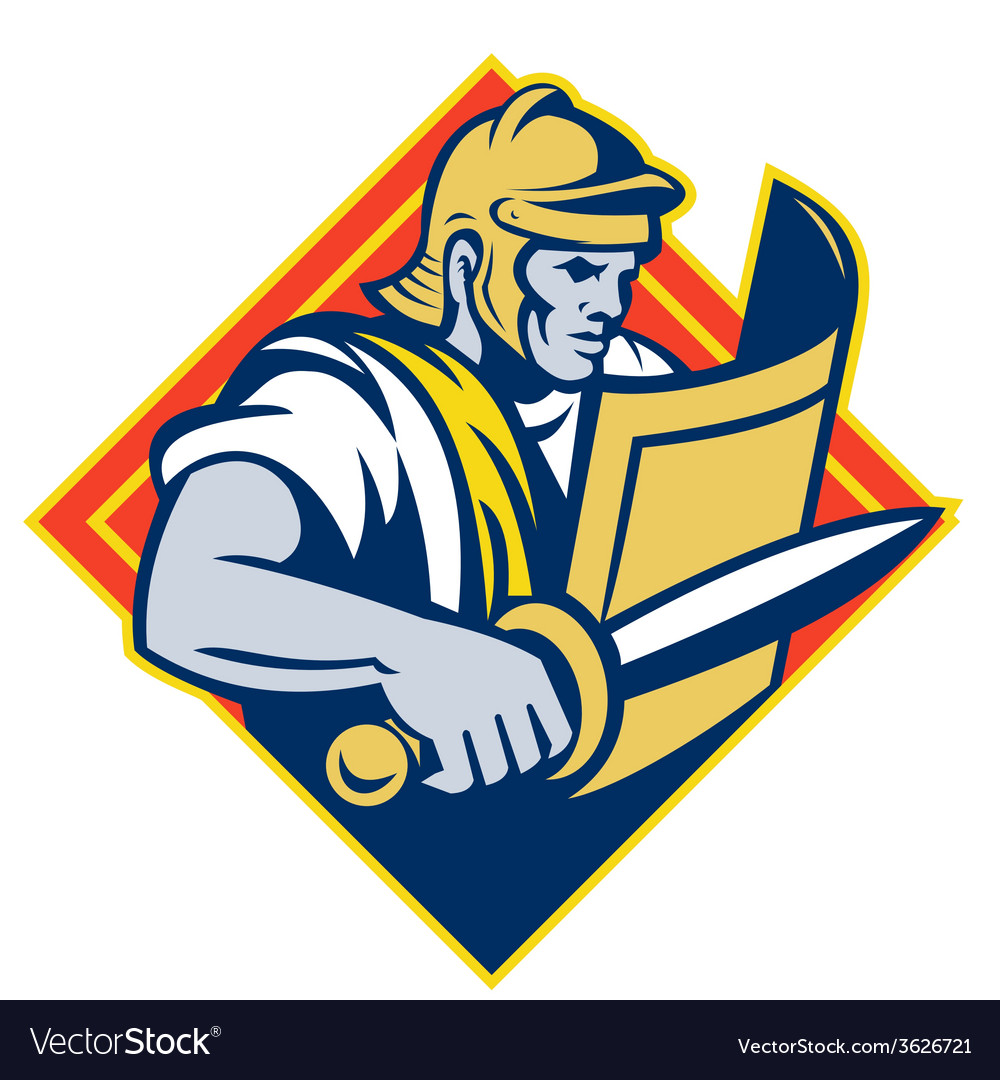 Gladiator with sword and shield Royalty Free Vector Image