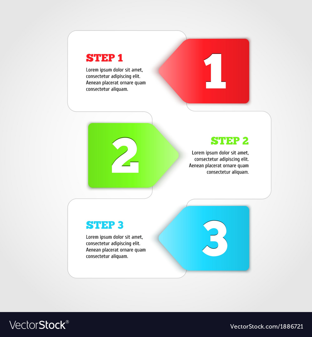 One two three - progress steps Royalty Free Vector Image