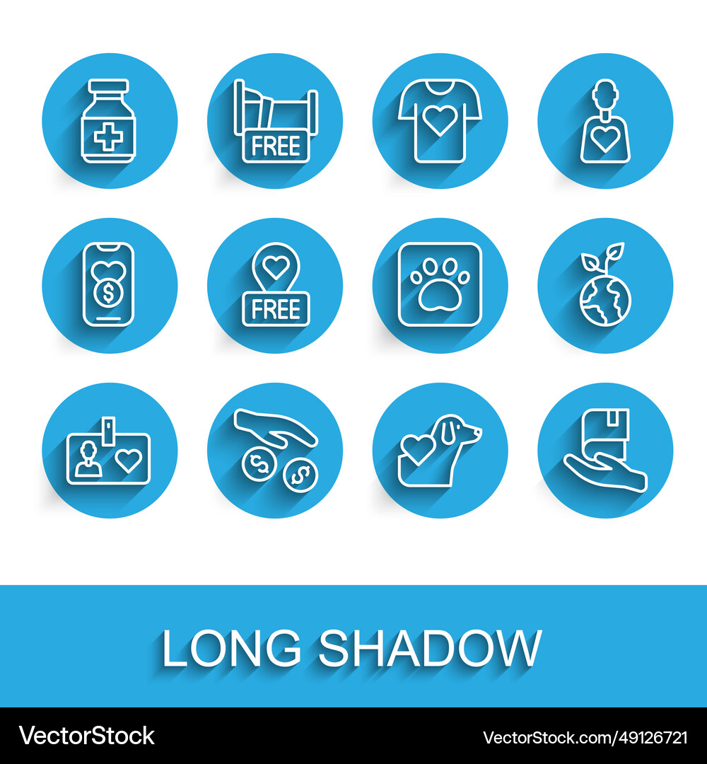 Set line volunteer id card or badge donation Vector Image
