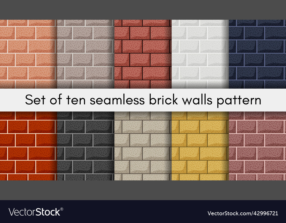 Set of brick walls different colors Royalty Free Vector