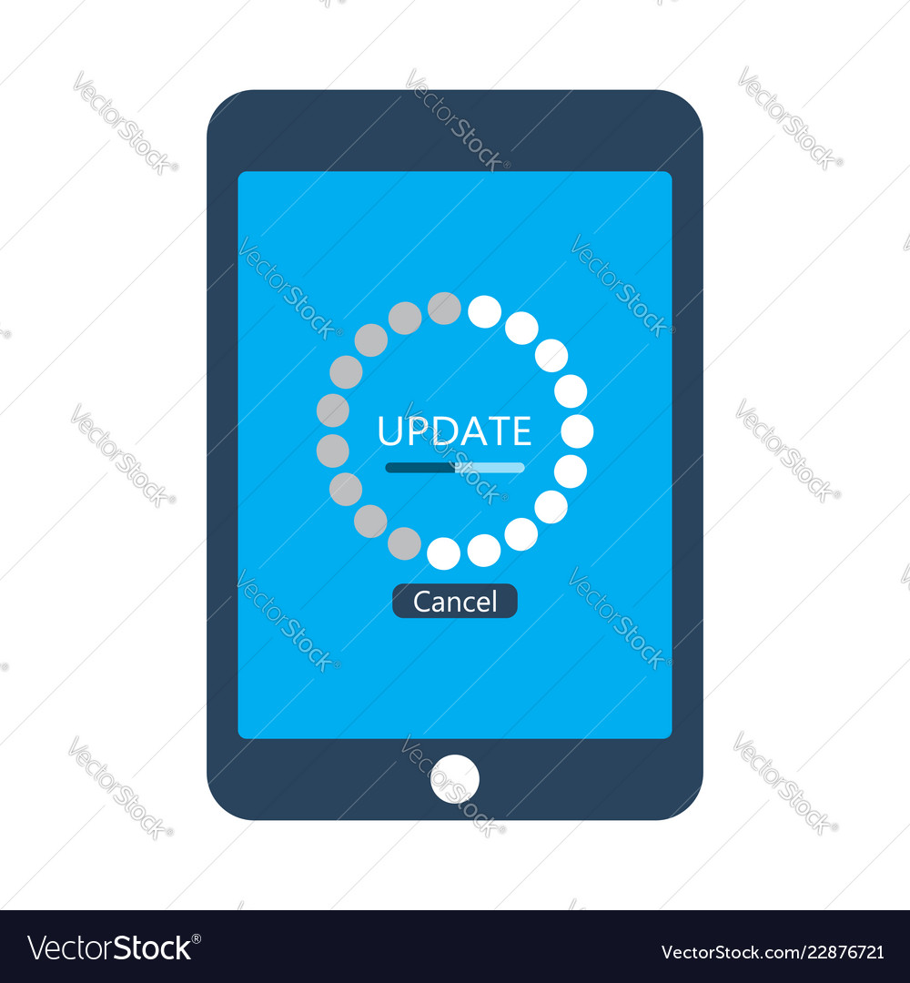 Tablet with update screen Royalty Free Vector Image