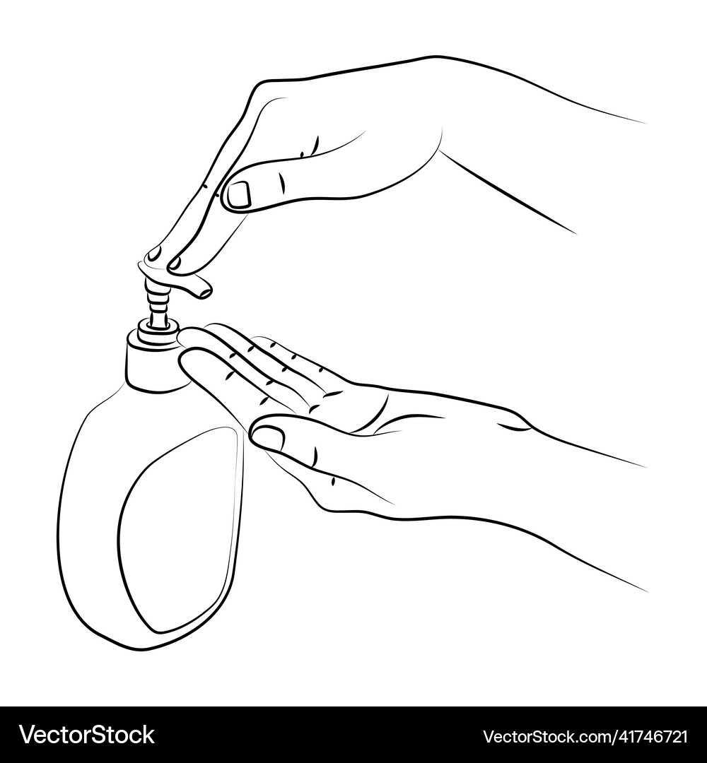 Woman washing hands with liquid soap Royalty Free Vector