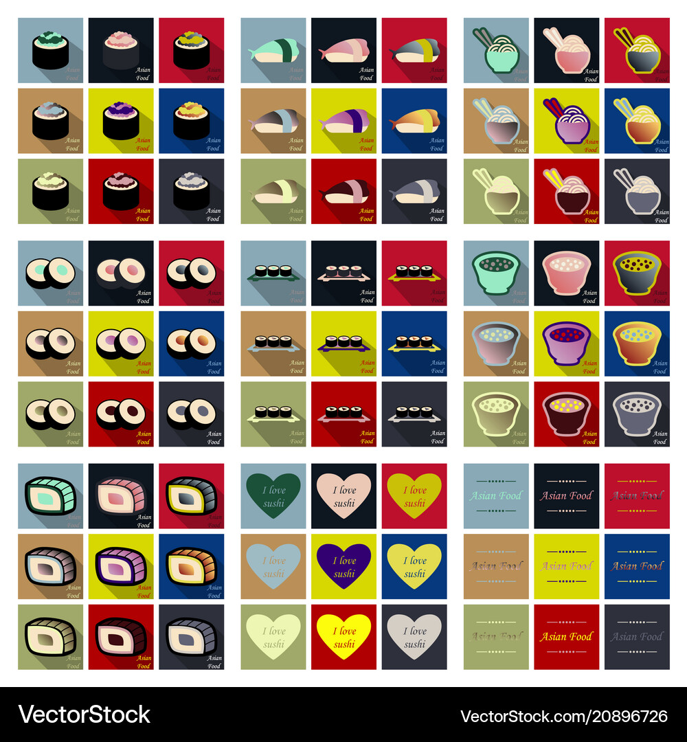 Asian food background poster Royalty Free Vector Image