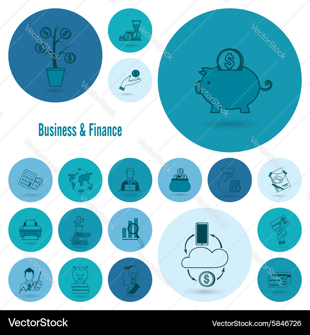 Business and finance icon set Royalty Free Vector Image