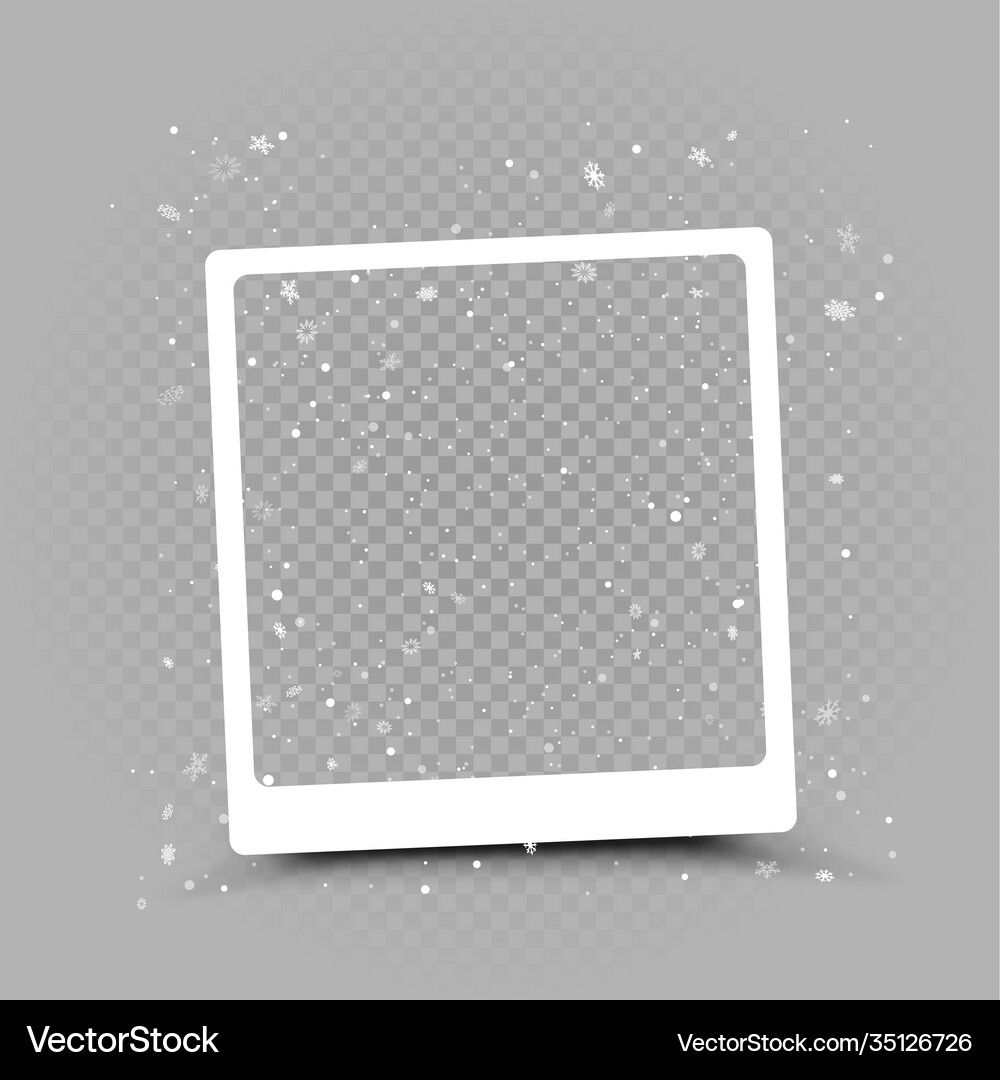 Christmas snapshot frame with blowing snow Vector Image