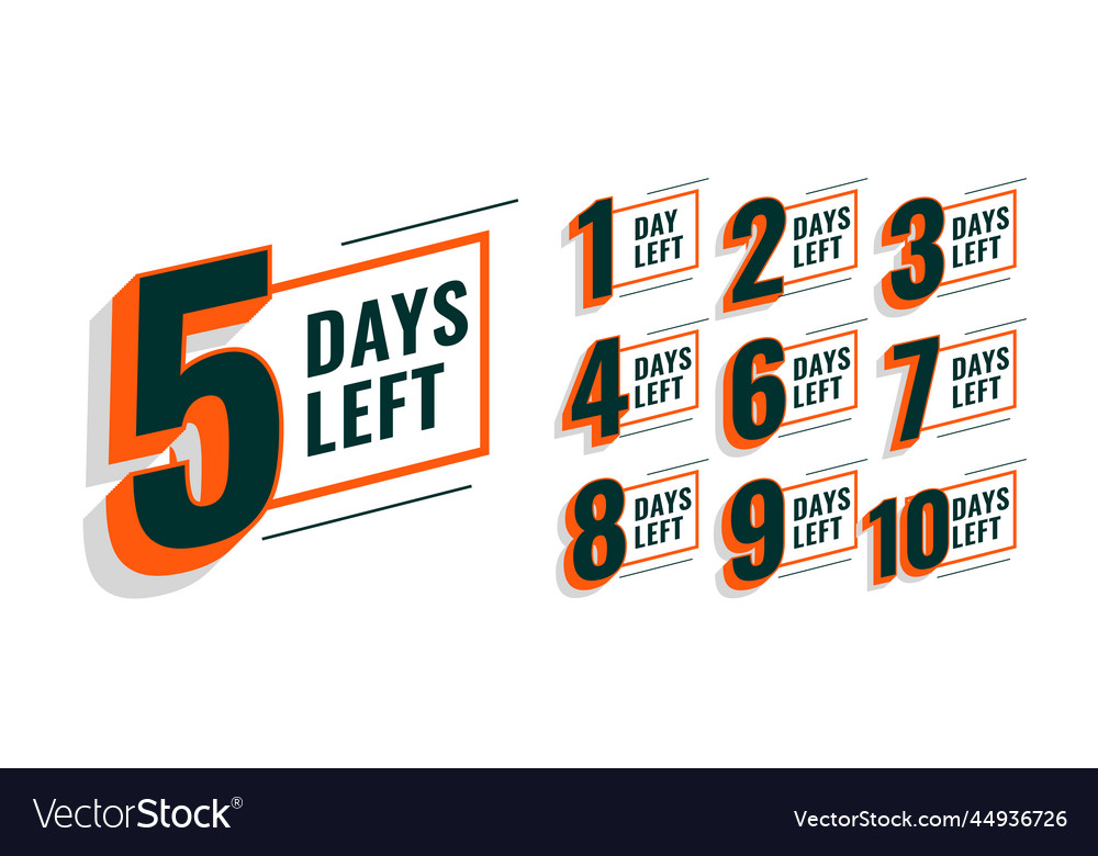Countdown timer with number of days left tags Vector Image