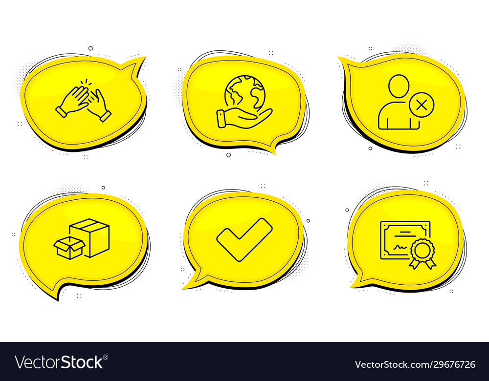 Delete user tick and clapping hands icons set Vector Image