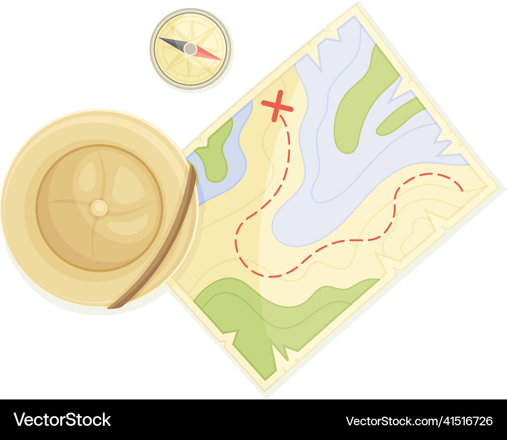 Expedition map depicting geography and route Vector Image