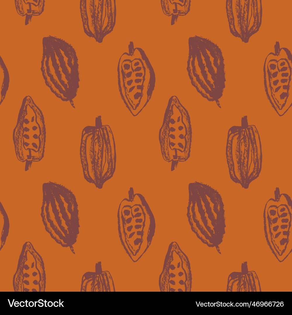 Floral seamless pattern with cocoa fruits Vector Image