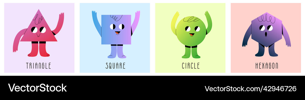 Geometric facial features with emotions Royalty Free Vector