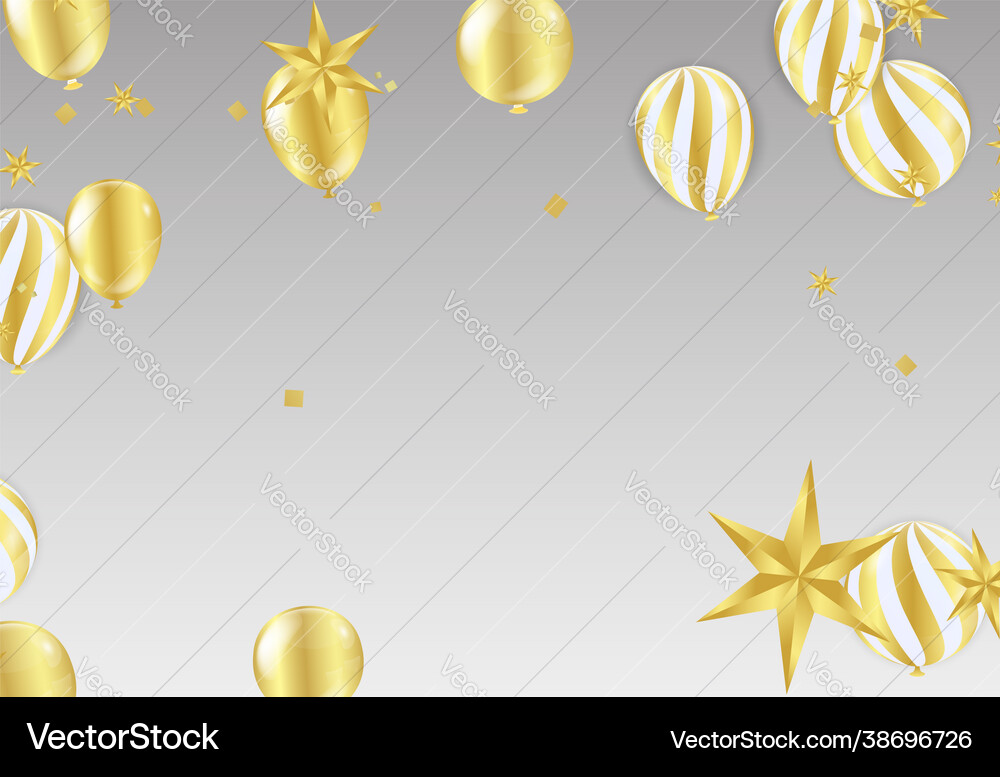 Gold balloons and celebration background template Vector Image