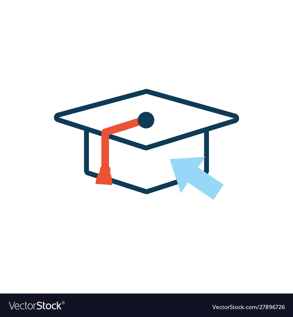 Graduation hat with mouse arrow pointer Royalty Free Vector