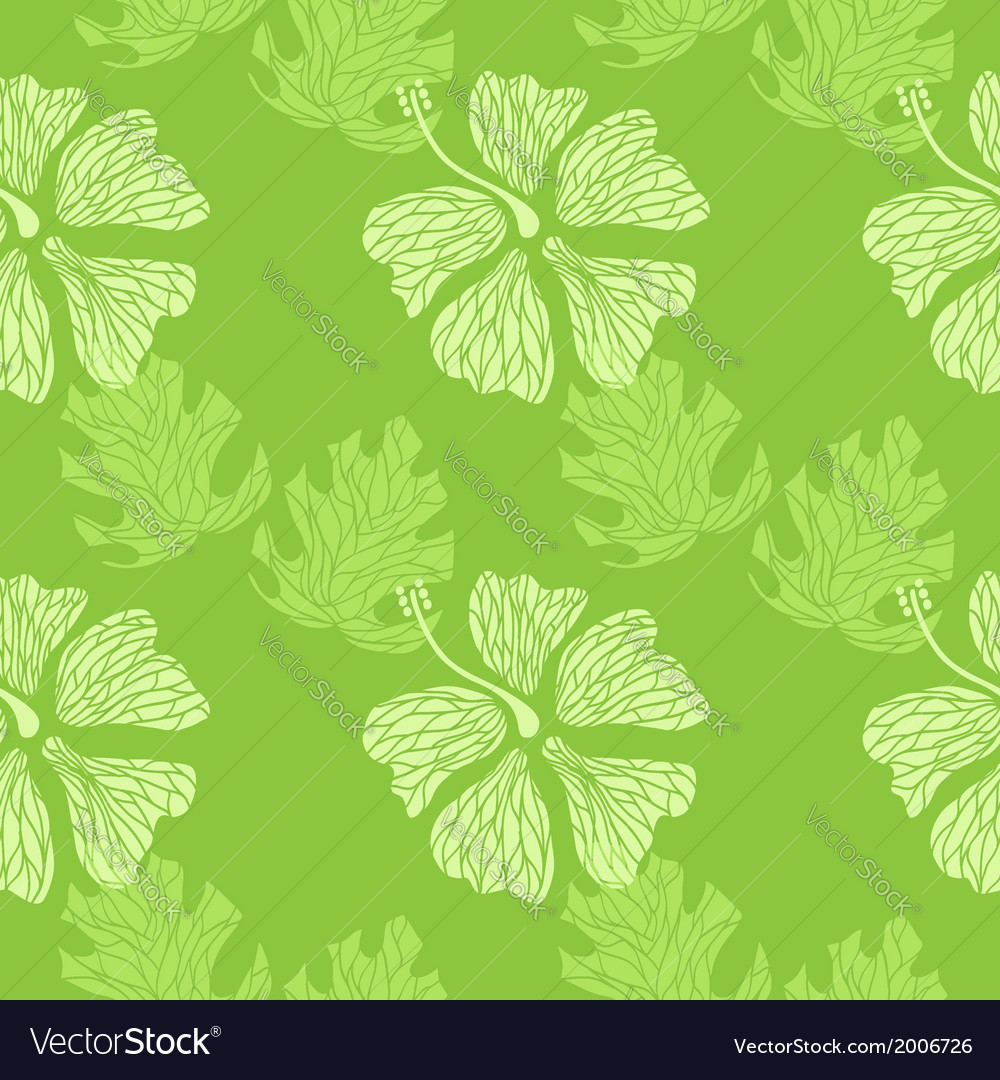 Hibiscus pattern lime Royalty Free Vector Image