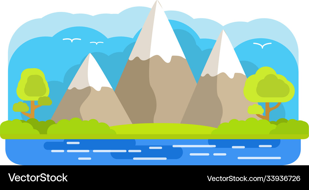 Mountain lake summer day landscape forest sky Vector Image