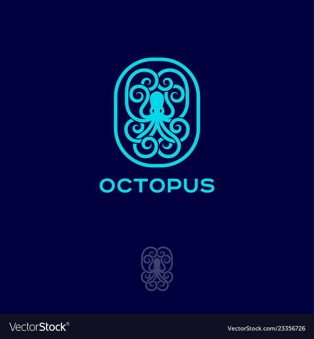 Octopus emblem logo inscribed oval Royalty Free Vector Image Octopus emblem logo inscribed oval Royalty Free Vector Image