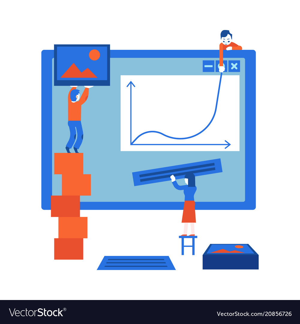 Process of web site design development - team of Vector Image