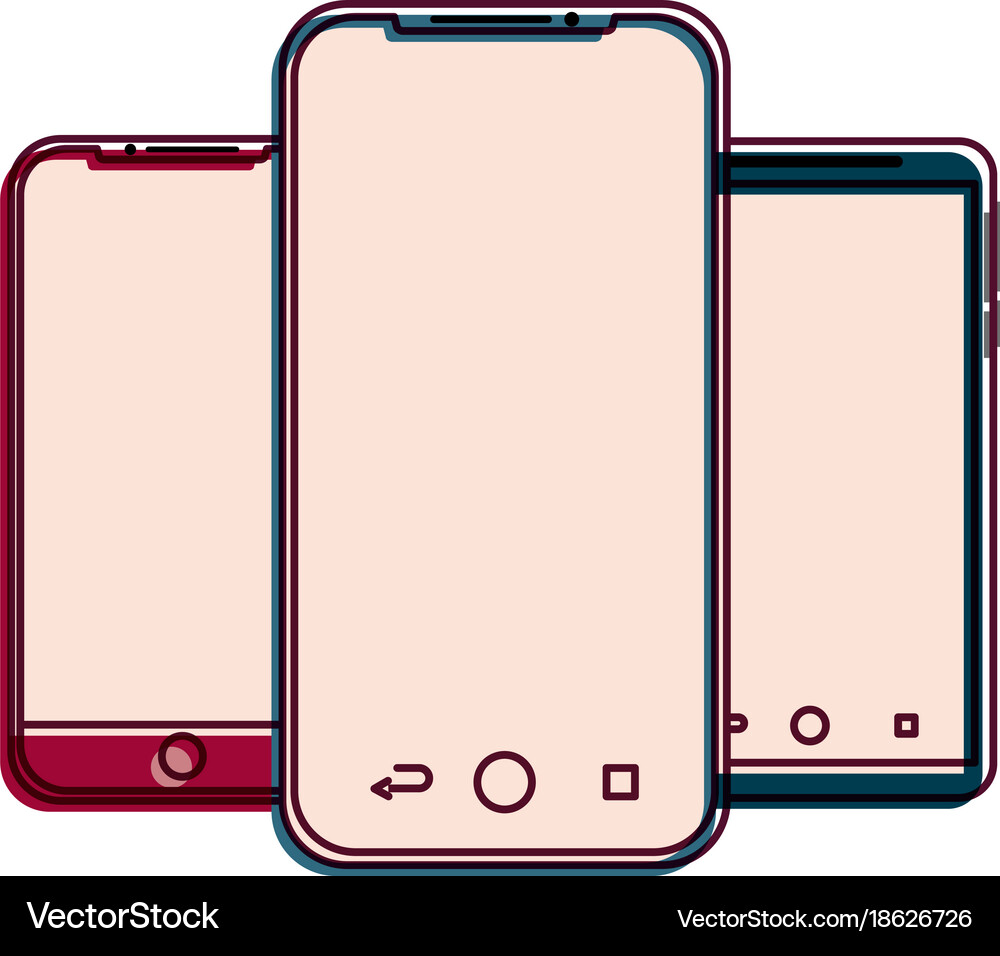 Set of mobile phone gadget with blank screen Vector Image
