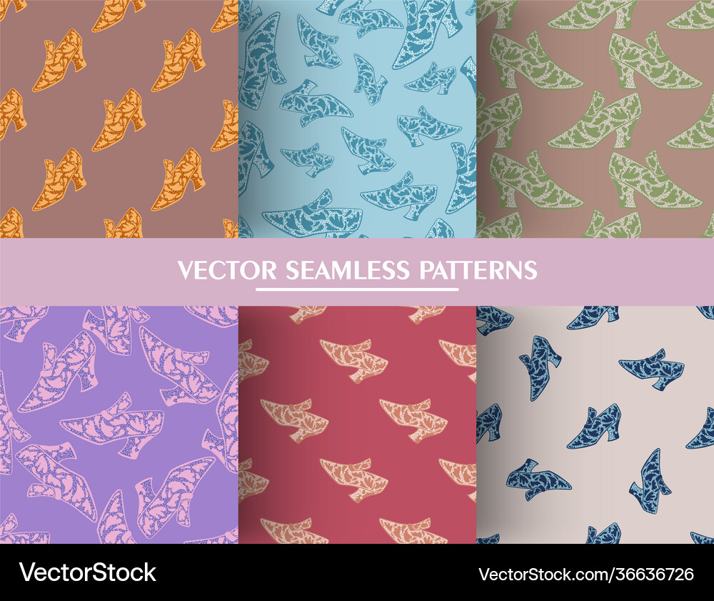 Set seamless women fashion boots pattern Vector Image