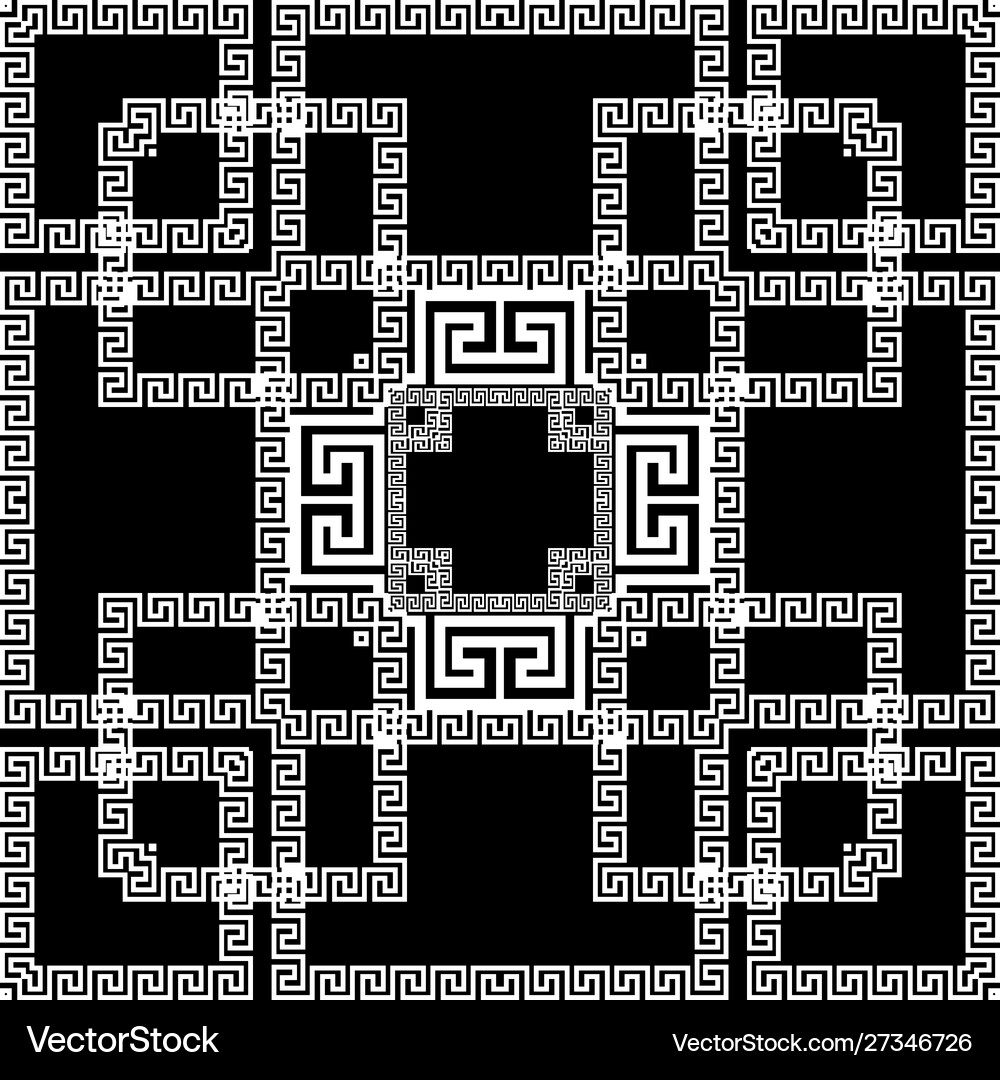 Squares greek black and white seamless Royalty Free Vector