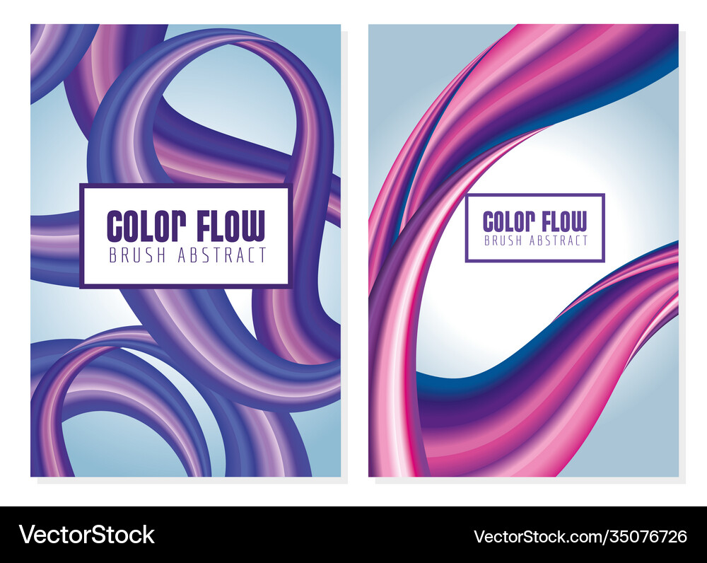Two colors flow posters in gray colors backgrounds