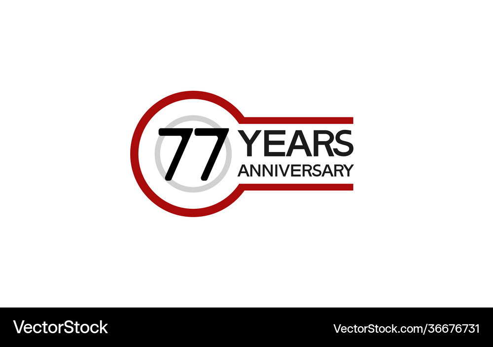 77 years anniversary with circle outline red Vector Image