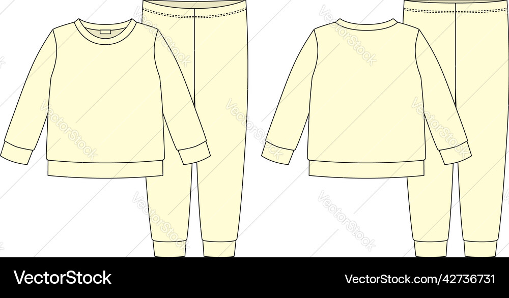Apparel pajamas technical sketch yellow color Vector Image