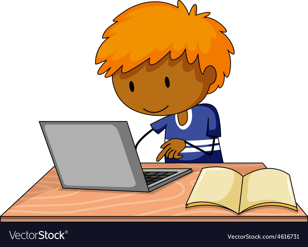 Boy and computer Royalty Free Vector Image - VectorStock