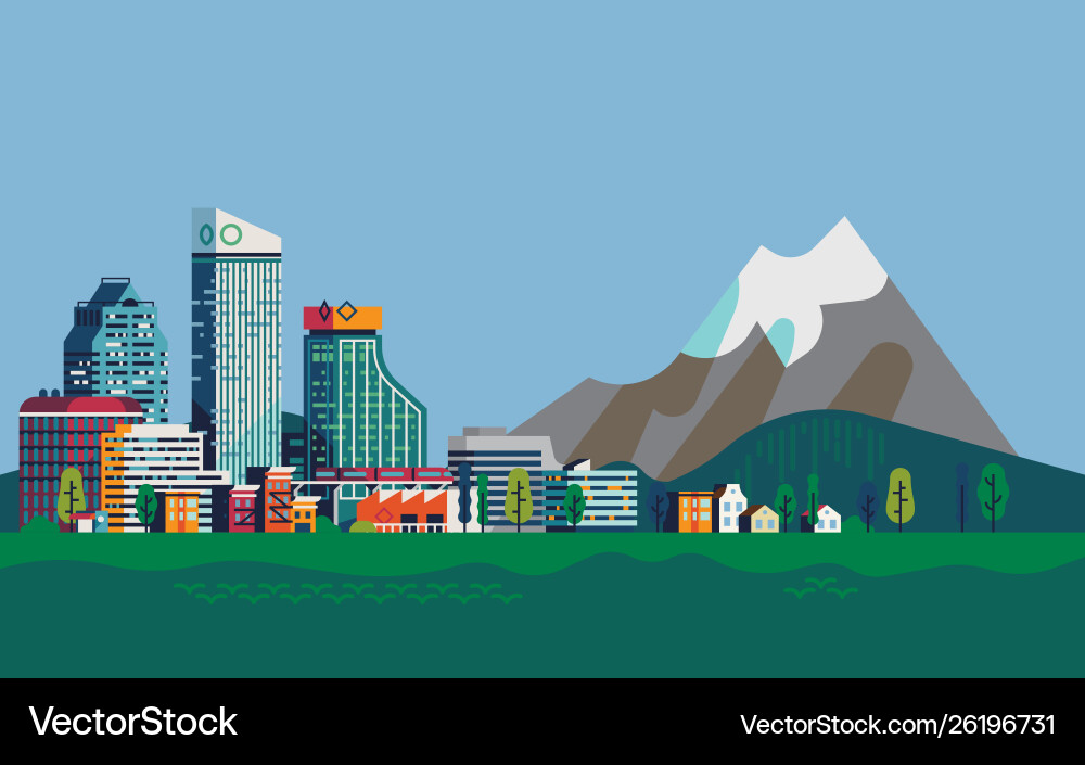 City and mountains landscape Royalty Free Vector Image