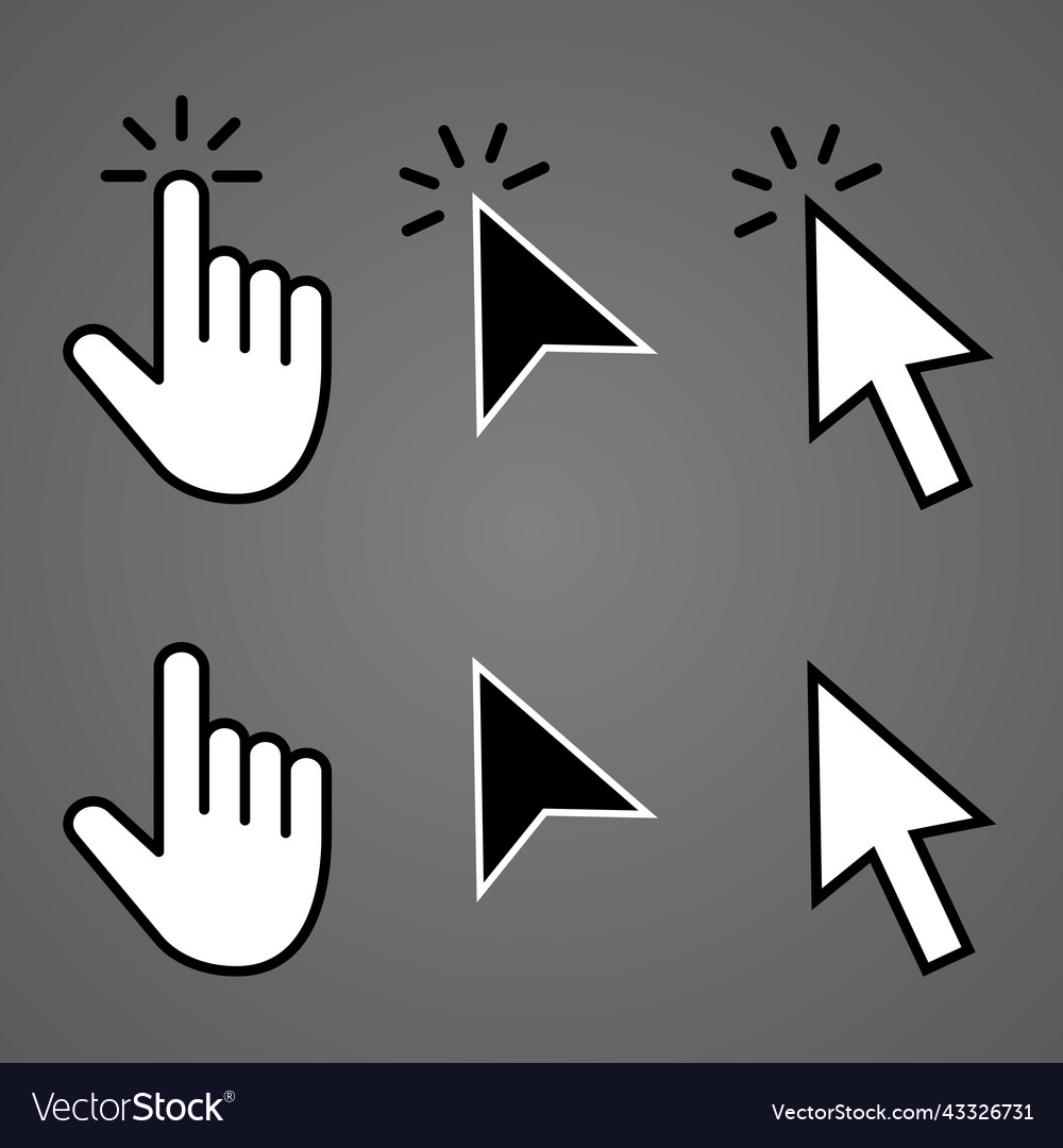 Cursor and hand with gesture Royalty Free Vector Image
