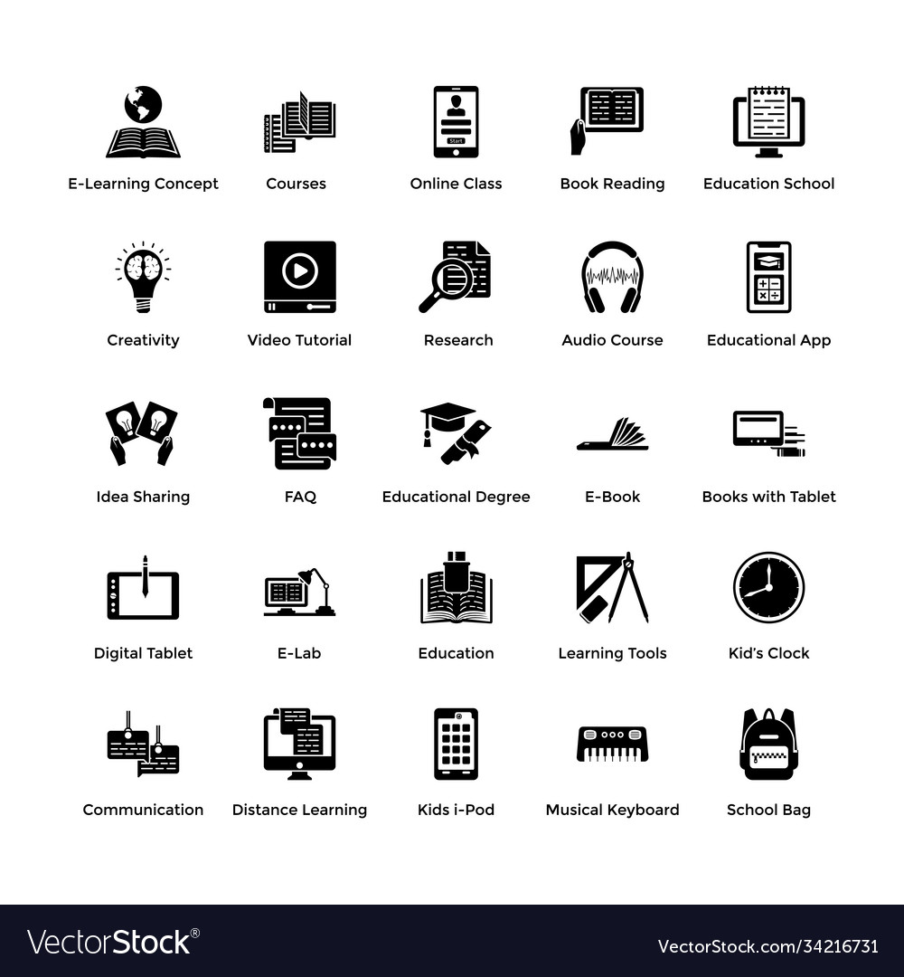E-learning icons set Royalty Free Vector Image