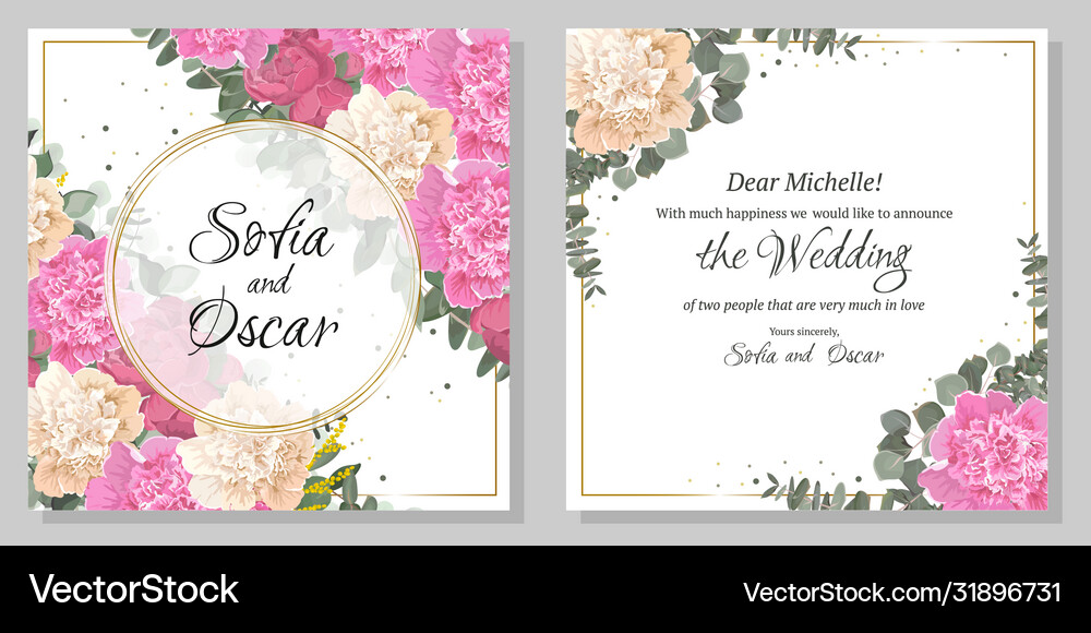 Floral template for a wedding invitation corners Vector Image