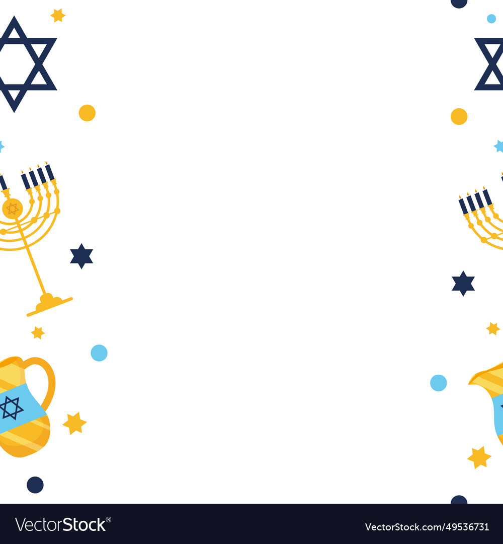 Hanukkah frame with menorah and david stars Vector Image