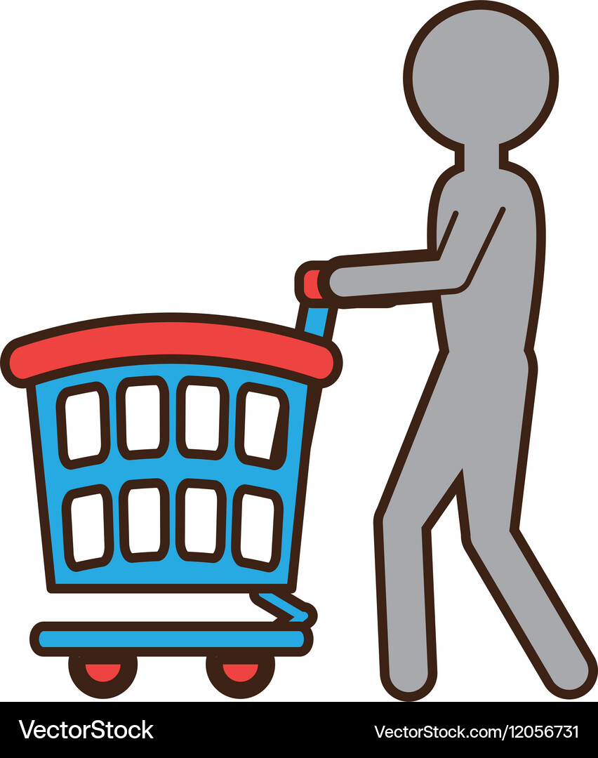 Human figure with shopping cart Royalty Free Vector Image