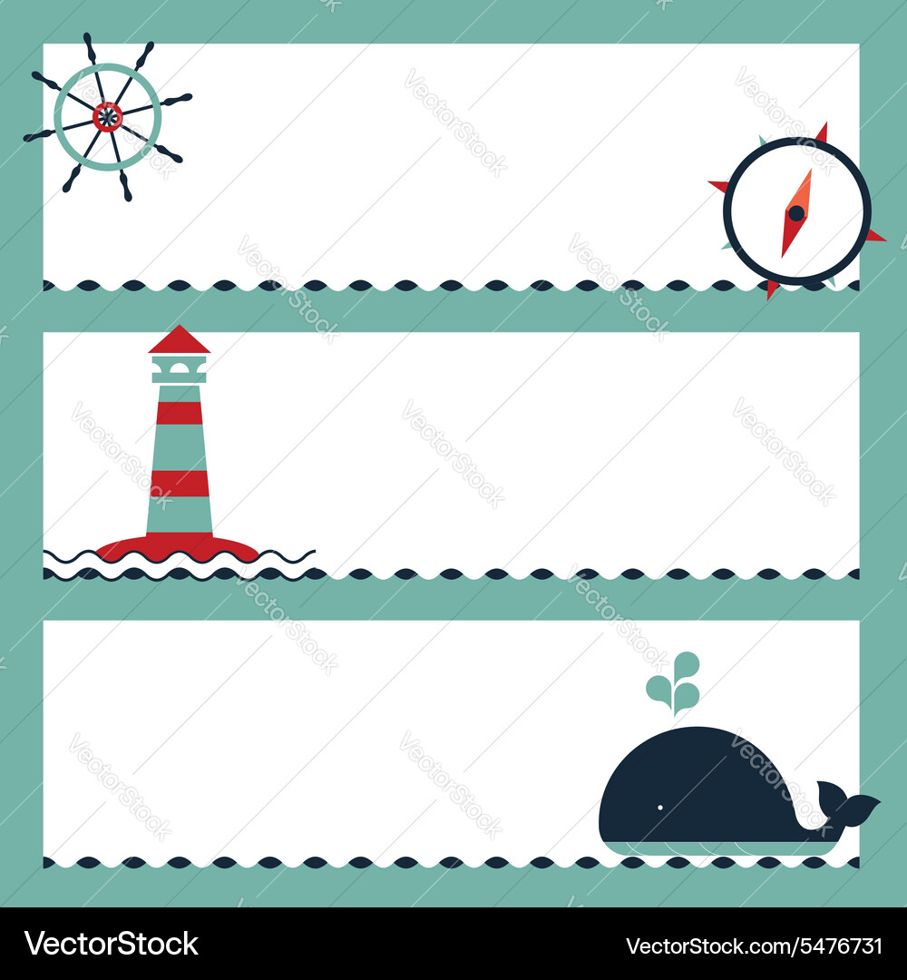 Marine set of banners Royalty Free Vector Image