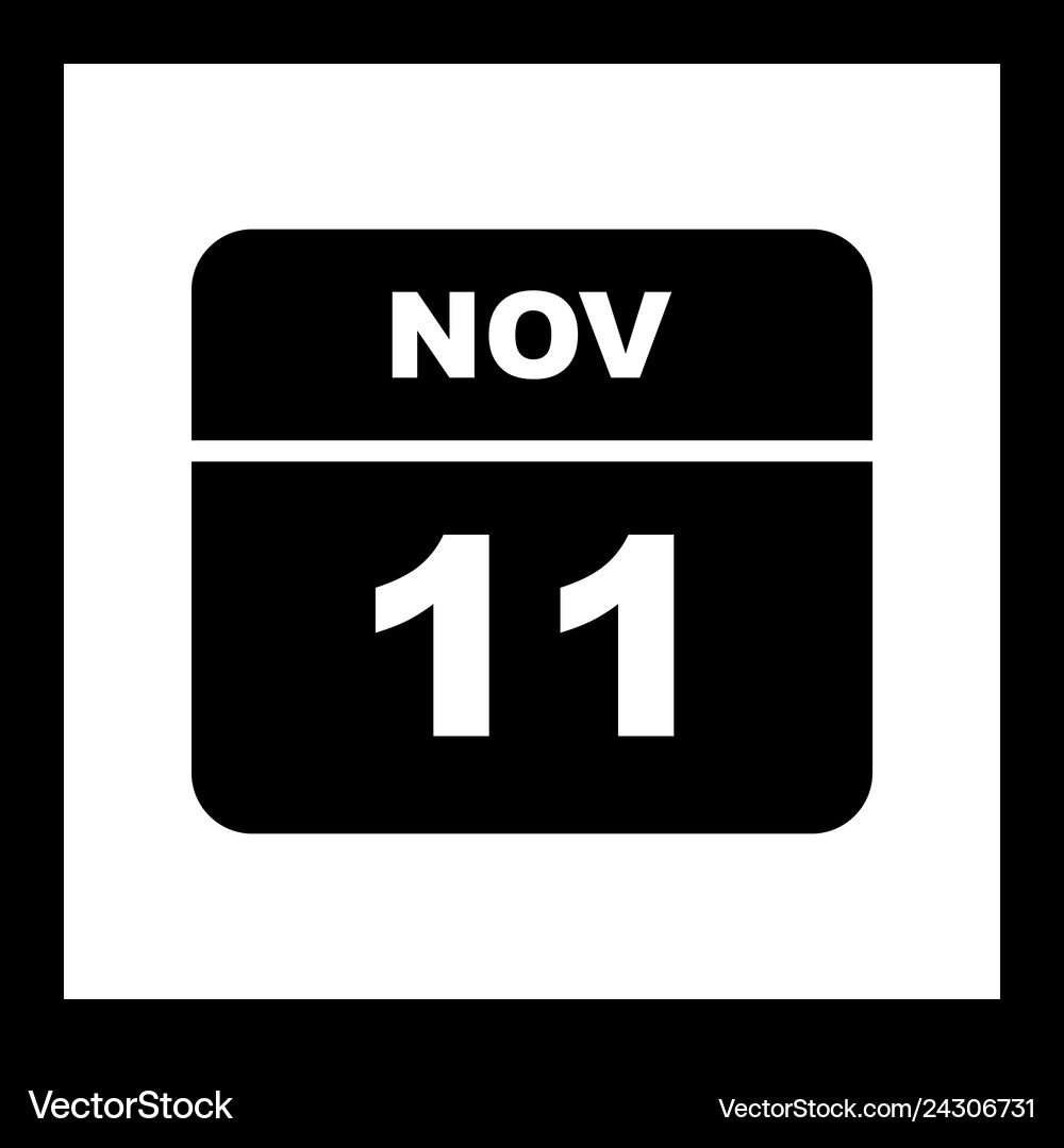 November 11th date on a single day calendar Vector Image