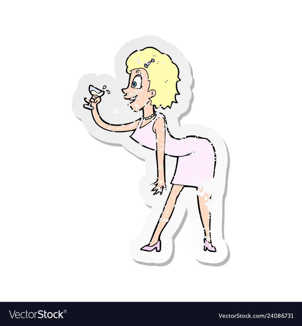 Retro distressed sticker a cartoon woman Vector Image