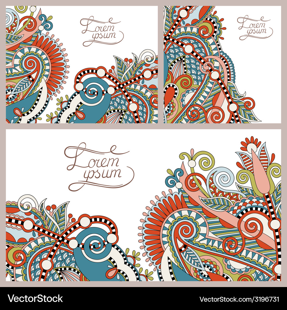 Set of floral decorative background template frame