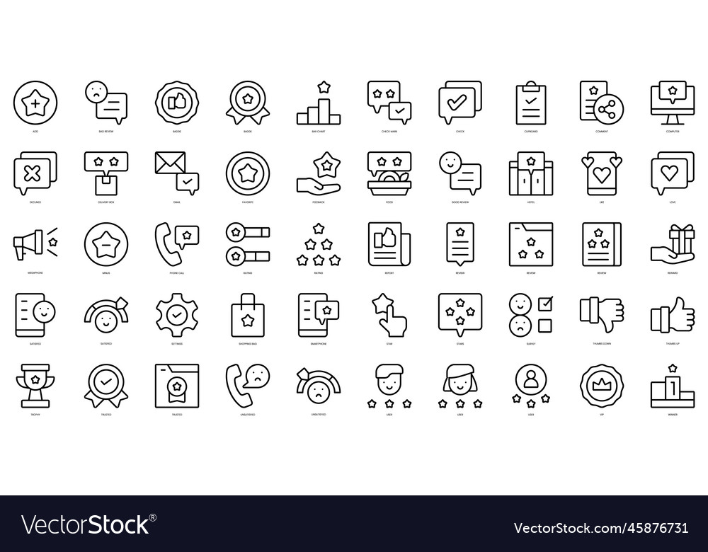 Set of thin line rating validation icons Vector Image