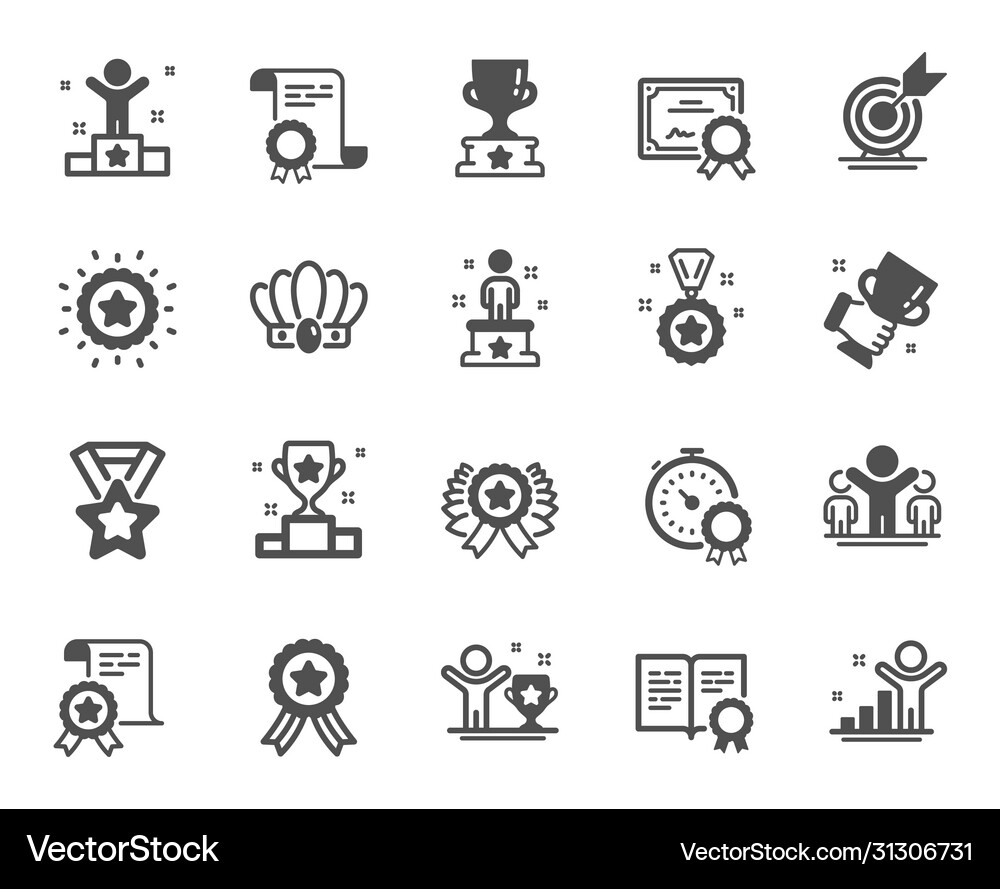 Success icons winner cup goal target Royalty Free Vector