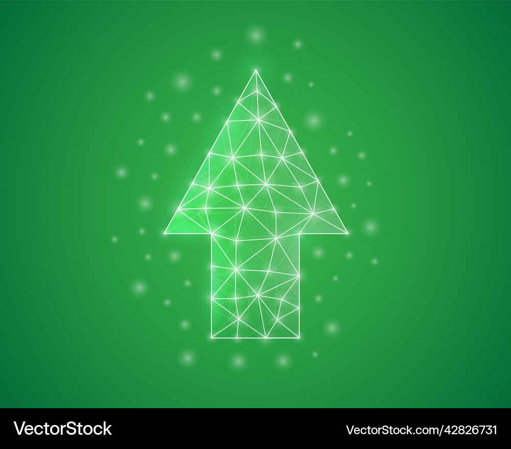 Up arrow low poly symbol with white connected dots
