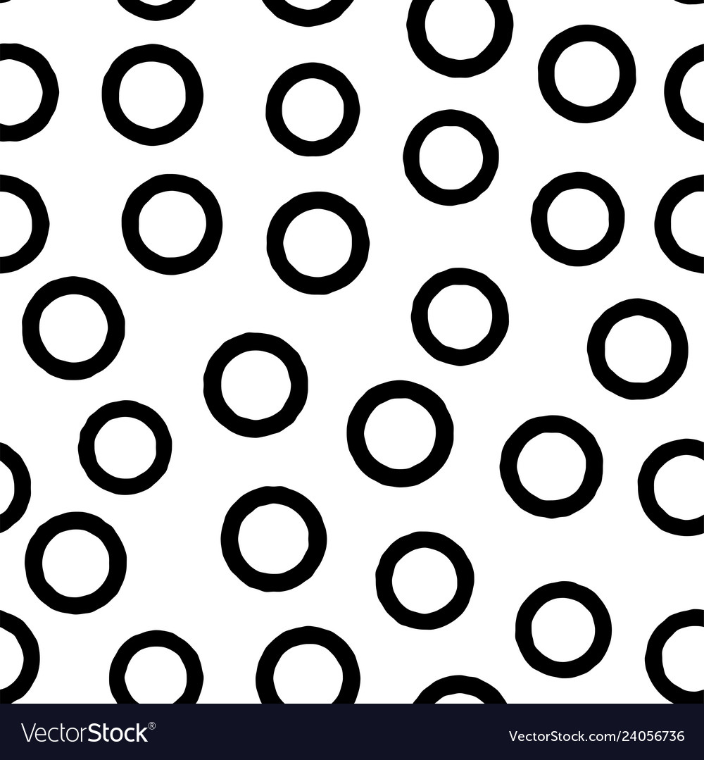 Black circle seamless pattern with hand drawn Vector Image