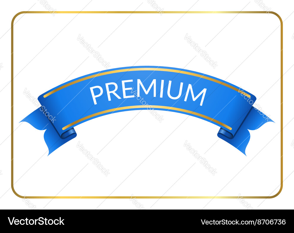Blue ribbon banner premium white Royalty Free Vector Image